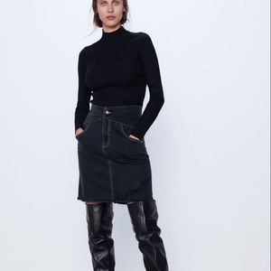 Zara | Skirts | Zara Denim Skirt With Gathered Waist | Poshmark